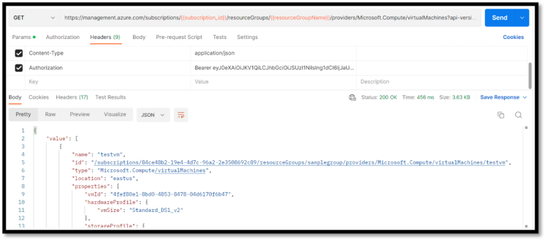 Operations On Virtual Machine Resource Using Azure Rest Api